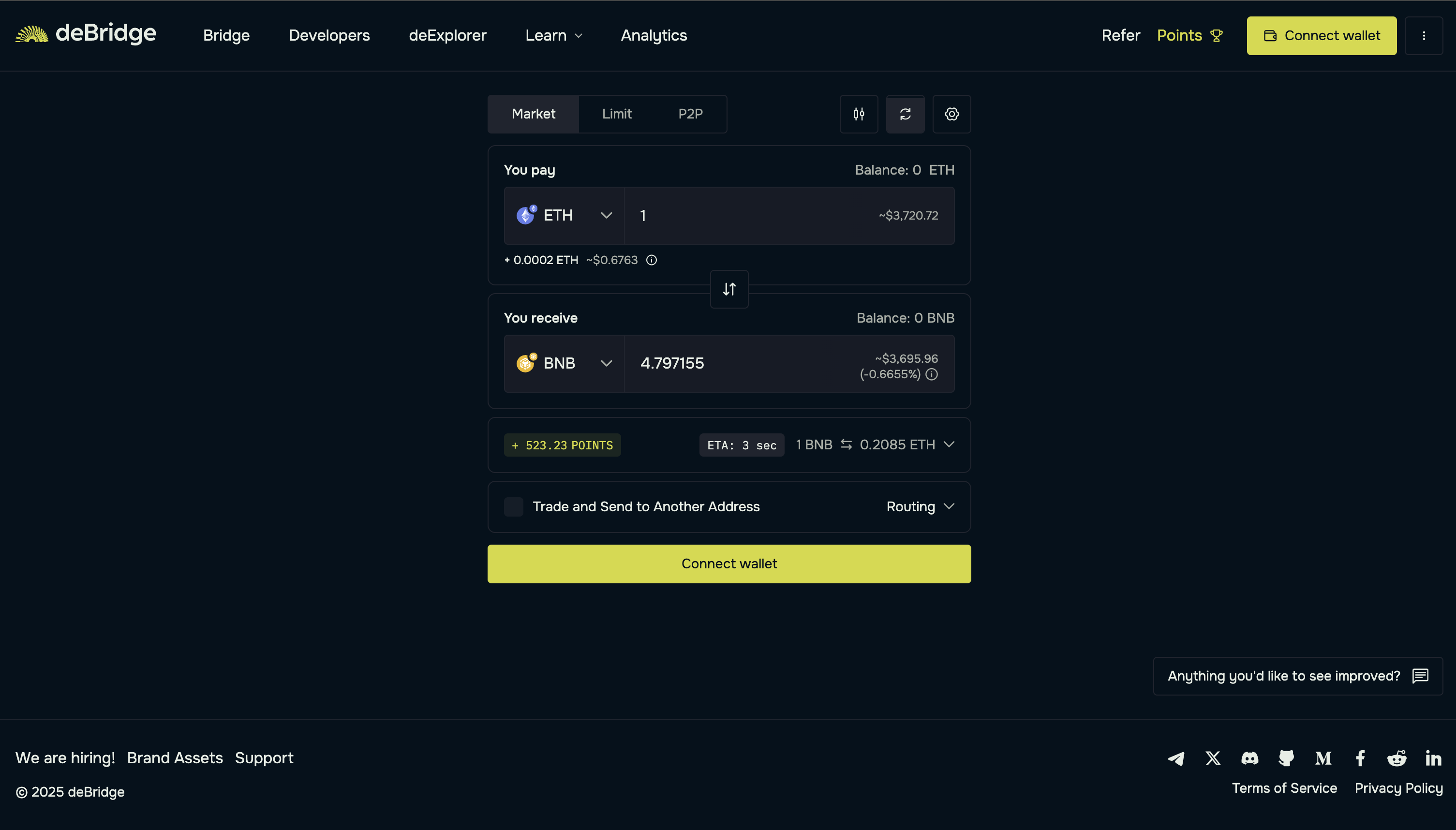 Bridge ETH to BNB Instantly and Securely with deBridge